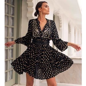 Miss June | Dresses | Miss June Paris Black Gold Embellished Dress ...
